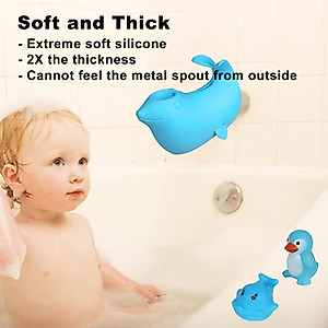 Bath Spout Cover - Tub Faucet Cover Baby - Bathtub Faucet Cover for Kids - Kids Bathroom Accessories Tub Faucet Protector for Baby - Soft Silicone Spout Cover Blue Sea Lions