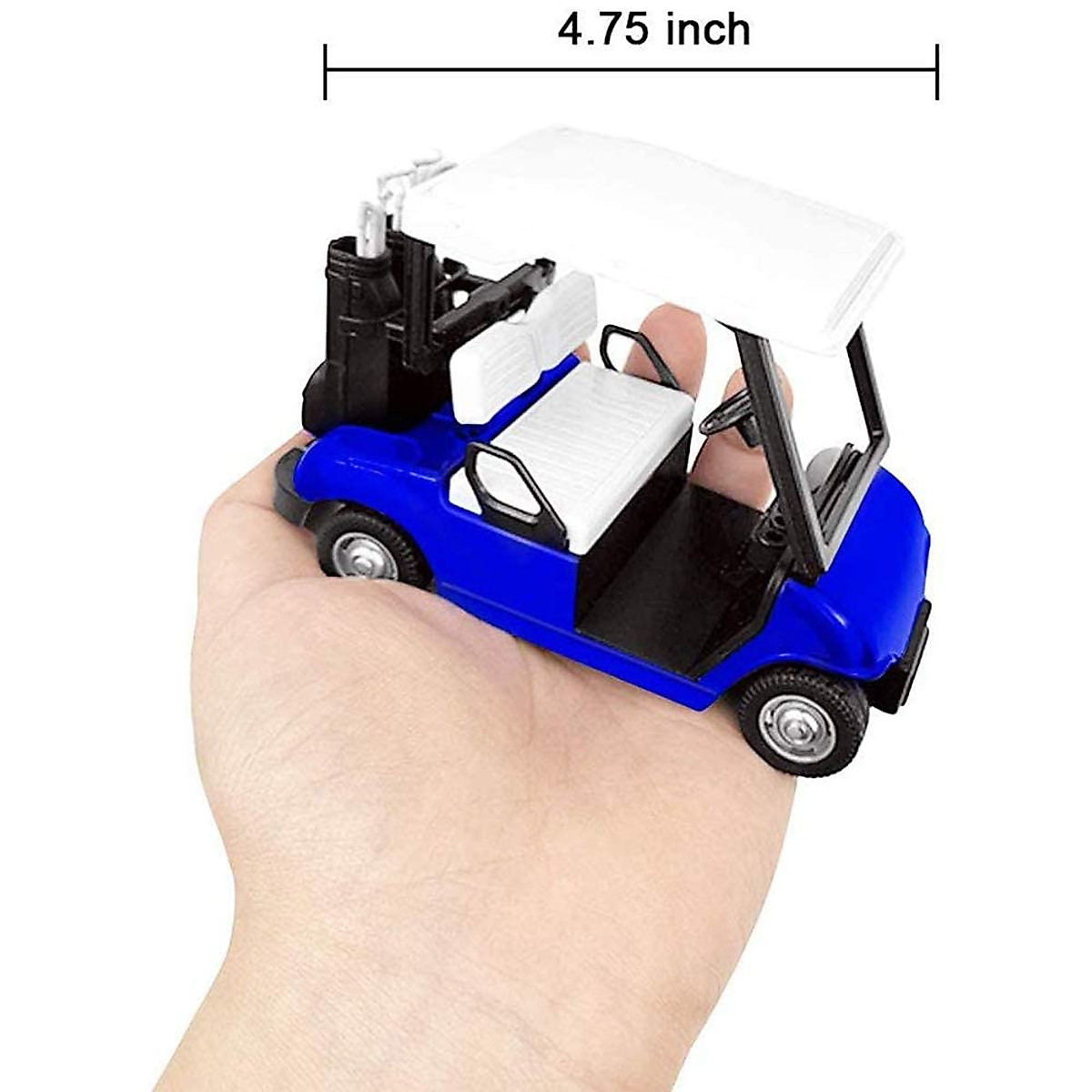 6 Pack: Diecast Golf Carts Toy with Clubs, Alloy Metal Mini Model 1:20 Scale Golfcart Pullback Vehicles for Golfing Themed Office Desk Decor, Bulk Birthday Party Cake Decorations (4.75 Inches)