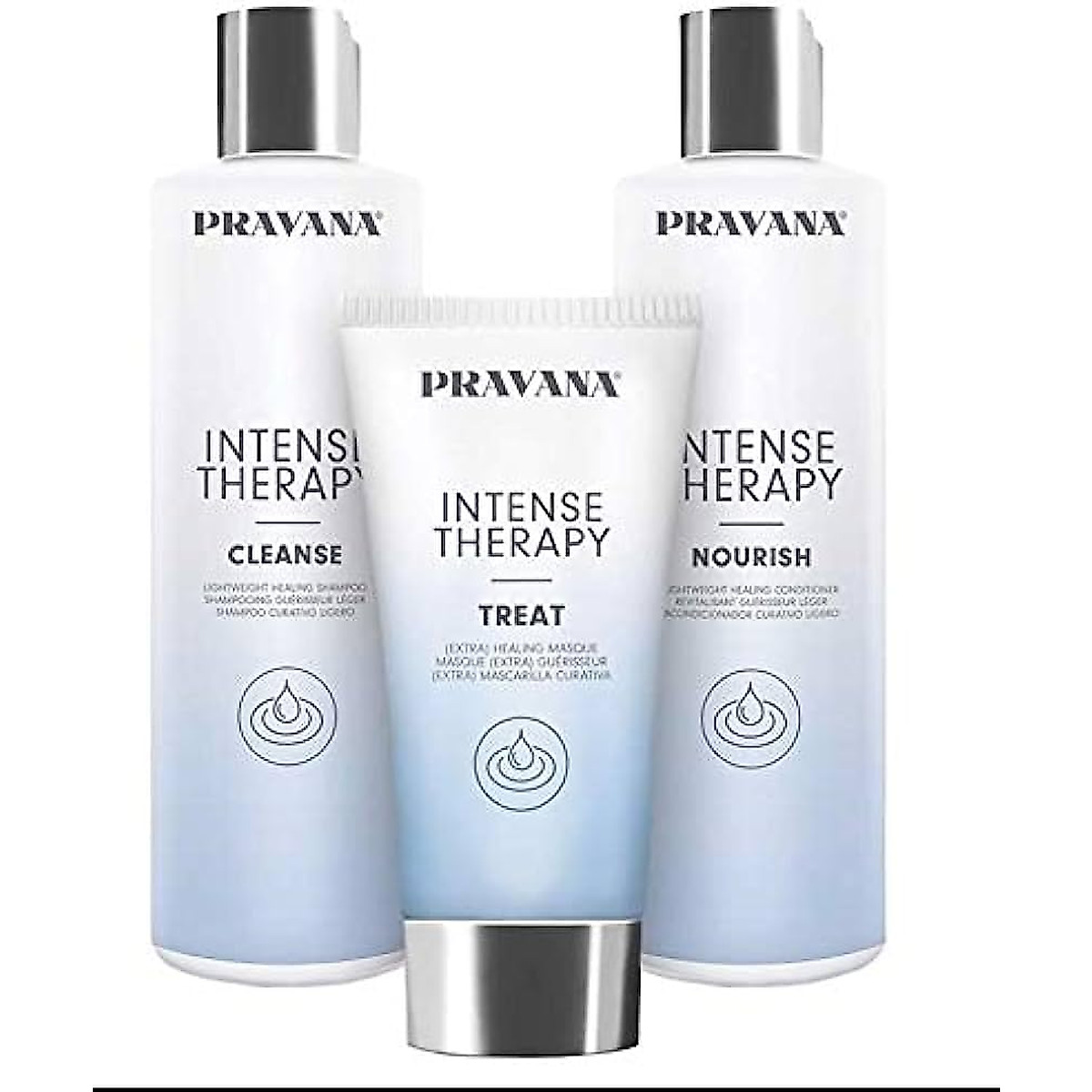 Pravana Intense Therapy Cleanse - Intense Therapy Nourish - Intense Therapy Treat Shampoo, Conditioner, and Mask set - Total 3 items