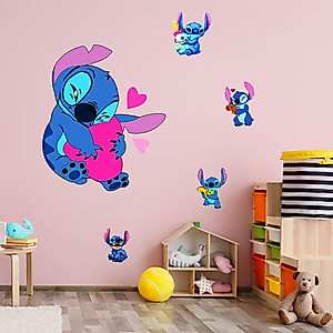 SKTFFR Lilo & Stitch Wall Stickers Cartoon Wall Decals Excellent Vinyl Wall Decor for Girls Room Living Room (Size 17.7 x 23.7 inch)
