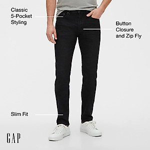 GAP Mens Slim Taper Fit Jeans, Washed Black, 36W x 30L US