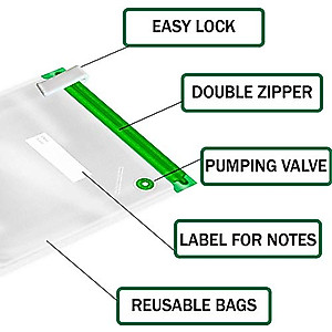 SOUSVIDE ART Reusable Vacuum Seal Bags With Vacuum Sealer, 37pcs - 30 Food Cooking & Storage Bags of 3 Sizes w/Vacuum Pump & Sous Vide Cooker Accessories - BPA-Free & Food Safe Kit, Keeps Food Fresh