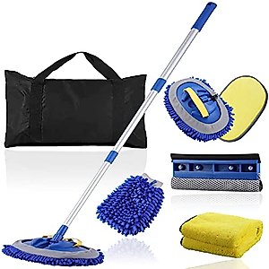 Conliwell 41" Microfiber Car Wash Brush with Long Handle Car Washing Mop Kit Mitt Sponge Car Cleaning Supplies Kit Duster RV Washing Car Brush Accessories, 1 Chenille Scratch-Free Replacement Head…