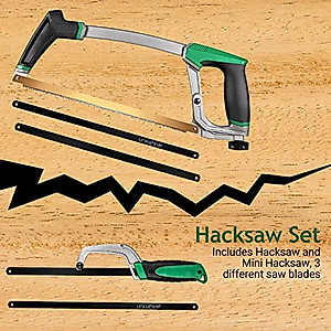 Hacksaw Frame Set, Standard and Mini Hacksaw, 12" Replaceable Blade