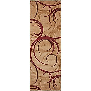 Nourison Somerset Abstract Beige 2' x 5'9" Area-Rug, Easy-Cleaning, Non Shedding, Bed Room, Living Room, Dining Room, Kitchen (2x6)
