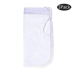 ALEGI Media Filter Bag Aquarium Extra Fine,Reusable 180 Micron Drawstring Mesh Filter Bags for Very Fine Resins Filter (7.5"*3.6" (3 Pack))