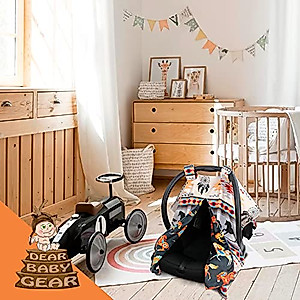 Dear Baby Gear Deluxe Car Seat Canopy - Infant Car Seat Cover - Baby Car Seat Cover - Carseat Canopy - Car Seat Cover for Baby Car Seat (Southwestern Tribal Horses - Reversible Custom Minky 40"x30")