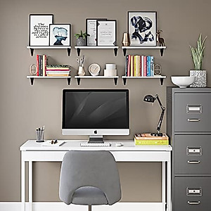 SHELFIN Mona 17" White Floating Shelves for Storage Wall Bookshelf Living Room Office Supplies & Kitchen Organizer Bedroom Shelves Set of 6