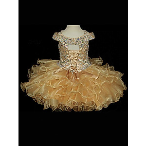 M_RAC Baby Girl's Crystal Off The Shoulder Glitz Cupcake Pageant Dresses Toddler Short Birthday Party Gowns Pink 3