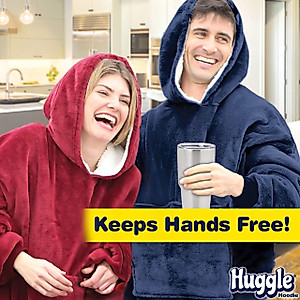 Ontel Huggle Hoodie, Ultra Plush Blanket, Blue, One Size