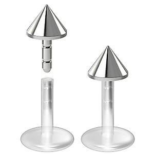 2pc 16g Bioplast Labret Lip Ring Studs 3mm Spike Flexible PTFE Bioflex Piercing Jewelry 6mm 1/4