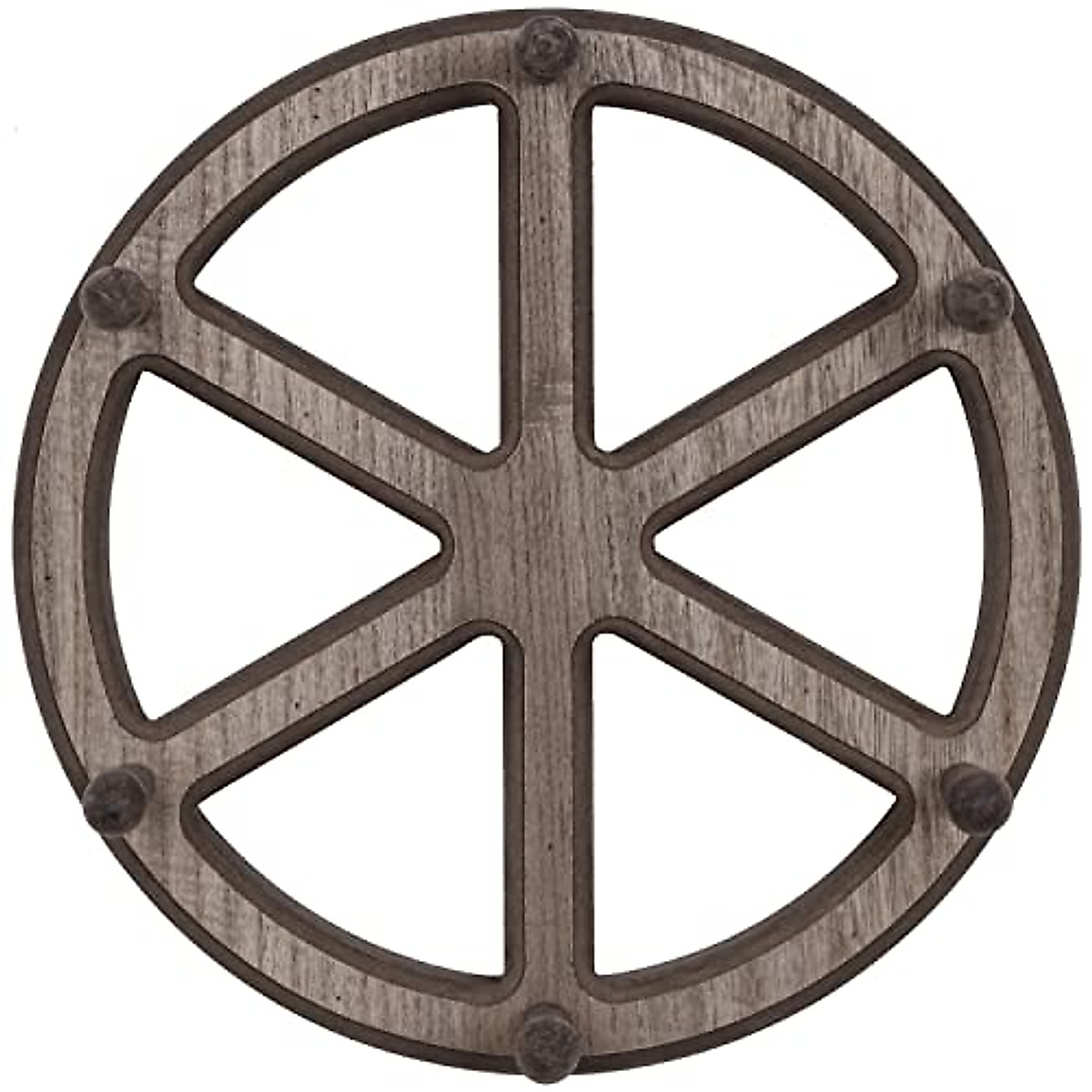 MyGift Wall Mounted Coffee Mug Holder Rack with Helm Shaped Design, Brown Solid Wood Hanging Cup Storage Rack with 6 Hooks