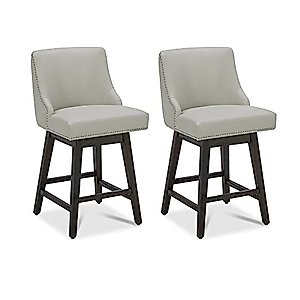 CHITA Counter Height Swivel Barstool,26" H Seat Height Upholstered Bar Stool,360° Free Swivel Barstools with Comfortable Foam Cushioning,Creamy Gray
