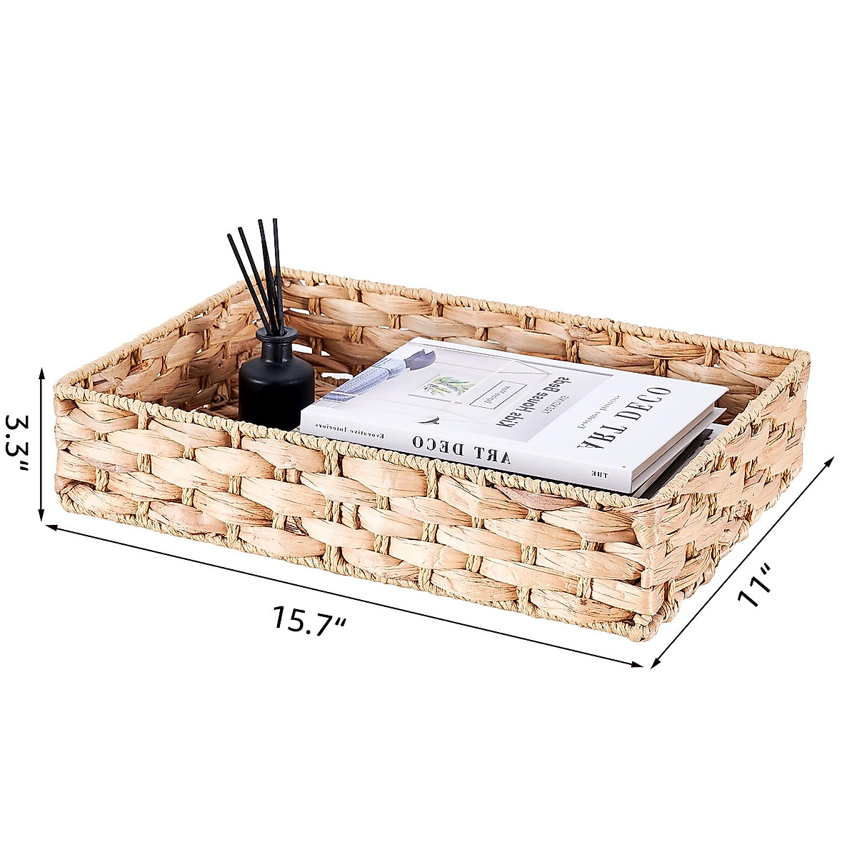 LEGNHOOM Wicker Storage Basket, Water Hyacinth Toilet Paper Basket for Countertop, Hand-Woven Wicker Basket for Toilet Tank Top, 2 Pack-Water Hyacinth