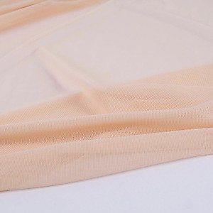 Ultrathin 4-Way Stretch Net Fabric Nylon Spandex Power Mesh Lightweight Sheer, Pre-Cut 5 Yards Long 60" Wide, (Peachy Nude)