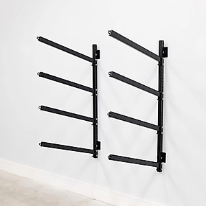 StoreYourBoard Outdoor 4 Kayak Storage Rack, Wall Mount, Holds 400 lbs, All Weather Heavy-Duty Metal Organizer, Adjustable Levels