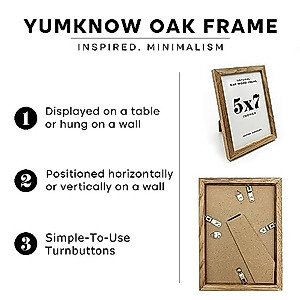 YUMKNOW 5x7 Picture Frame - Modern Boho Frame Opening 5 x 7 Pictures - Solid Wooden Photo Frame for Walls - Natural Oak Wood Poster Print Art Painting - Hanging or Stand at Desk Picture Frame Gallery
