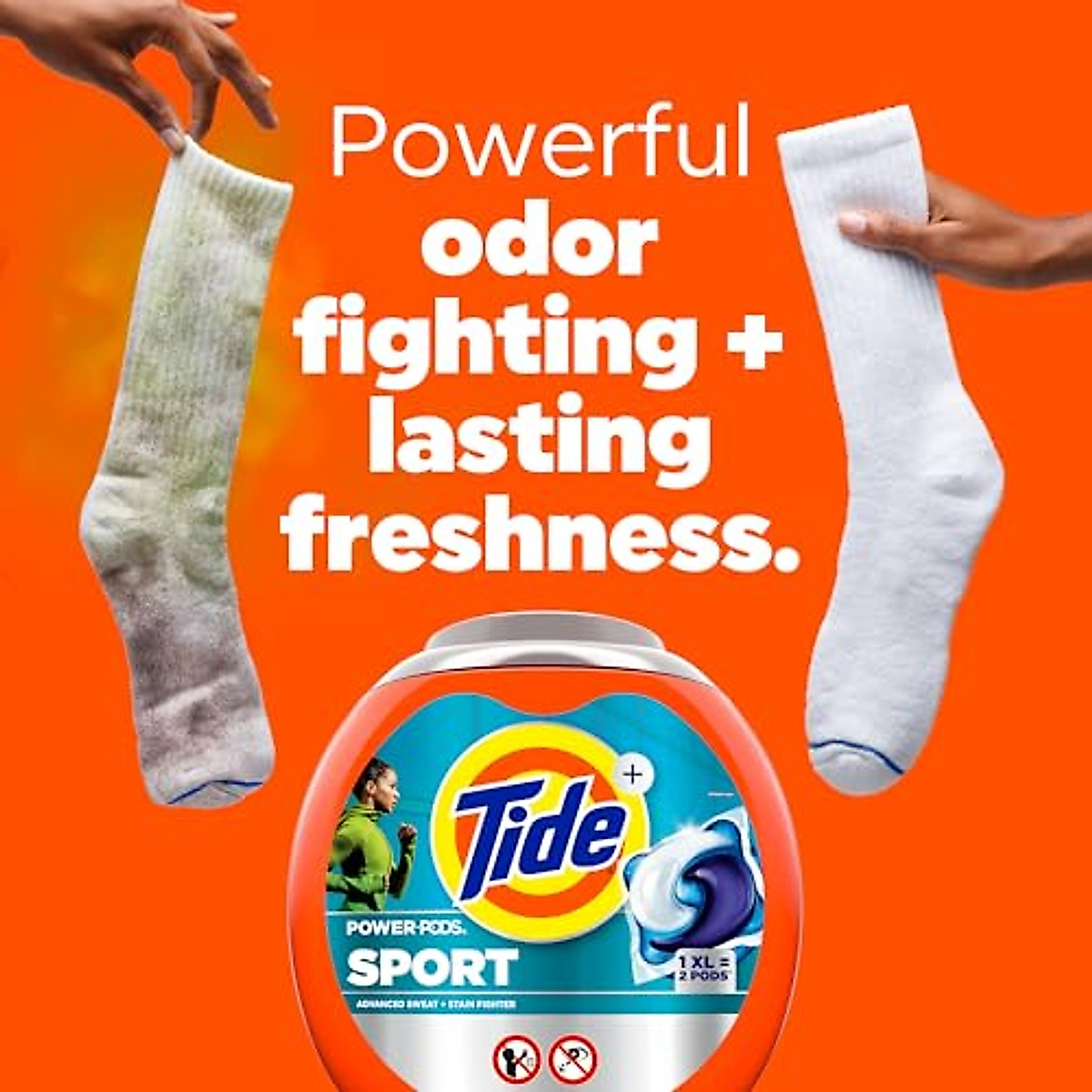 Tide Power Pods Laundry Detergent Pacs with Febreze Sport, 45 Count, Febreze Freshness with Sport Odor Defense