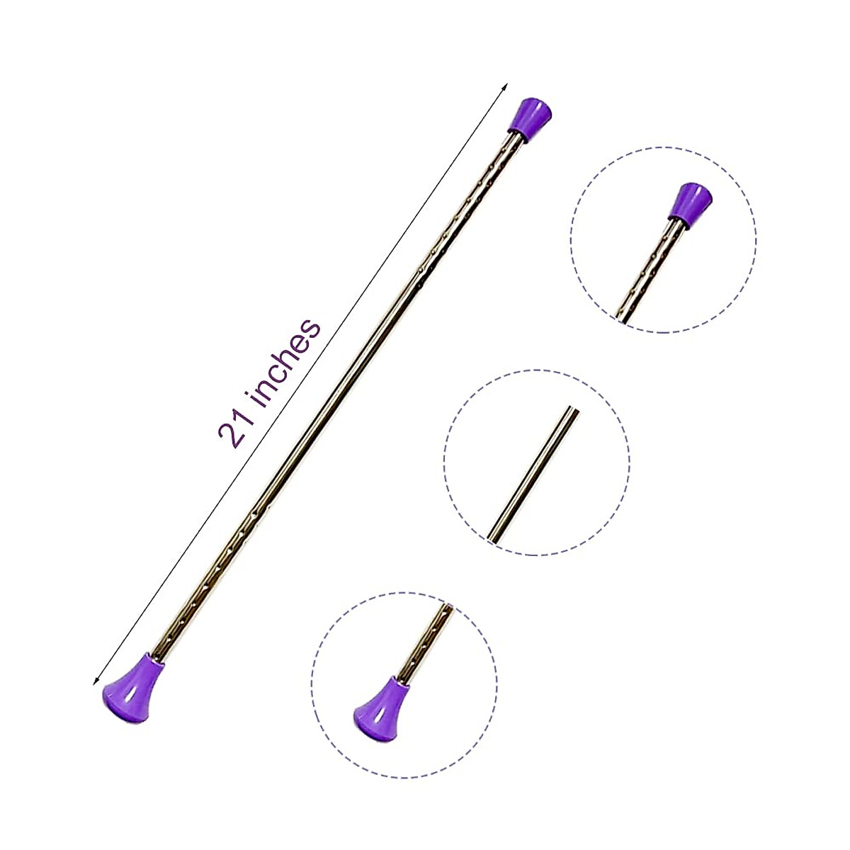 Oiloda Twirling Baton 21 Inches Marching Baton Spinning Dance Baton Metal Gymnastics Parade Stick for Child in Majorette (Purple)