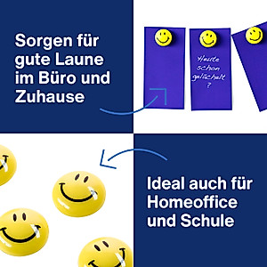 magnetoplan Smiley Face Magnets Diameter 40 mm Pack of 6, Yellow/Black