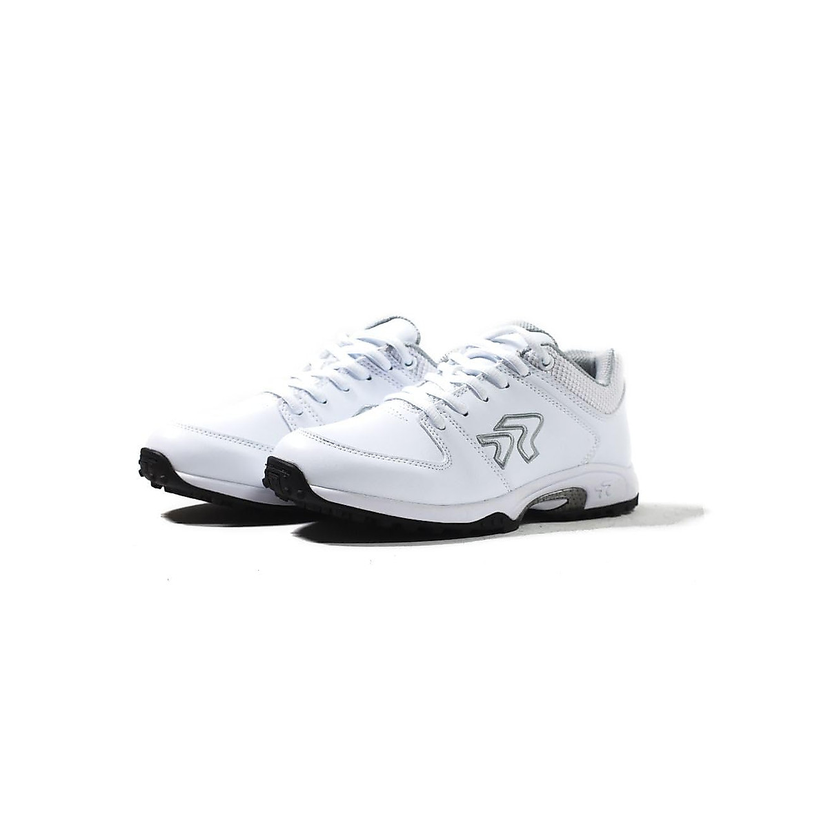 Ringor Flite Softball Turf Shoes - Lightweight and Durable Softball Shoes for Women - White and Silver - Size 9