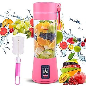 Portable Personal Blender, Household Juicer fruit shake Mixer -Six Blades, BPA Free 380ml Baby cooking machine with USB Charger
