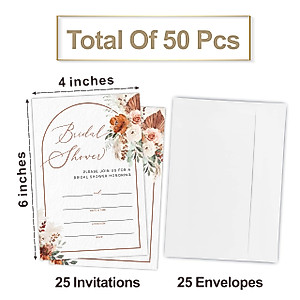luixd Watercolor Floral Bridal Shower Invitations, 25 Boho Invites With Envelopes, Fill In Style Invites For Bridal Shower, Mr & Mrs Newlyweds Celebration, Party Favor & Supplies - A03