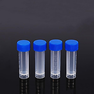 Yaphetss 24Pcs 5ml Plastic Test Tubes with Screw Caps Small Bottle Vial Storage Container Graduated Sample Bottles for Lab, Transparent, FBA-GUS0087638