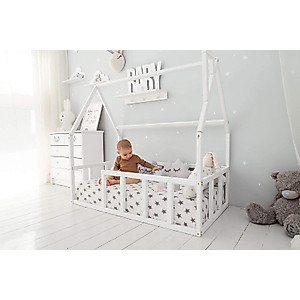 BUSYWOOD Toddler Floor Bed - Montessori Floor Bed with Rails - Floor Bed for Toddlers - Kids Floor Bed- House Kid Bed Frame - Floor Bed Frame Toddler (FOR SLEEPING ONLY)