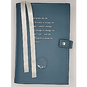 Culver Enterprises Paperback Giant Print Deluxe Double Alcoholics Anonymous AA Big Book & 12 Steps & 12 Traditions Book Cover Coin Holder Ocean Gray