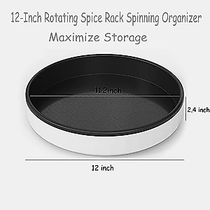 SUPPHOUS 12 Inch Non-Skid Lazy Susan Organizer, 360 Degree Sturdy Lazy Susan Turntable for Cabinet,Table, Fridge, Countertop, Dining Table,Under Sink Organizing, Spice Rack (Black White)