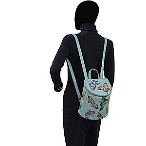 Anuschka Women’s Genuine Leather Backpack - Hand Painted Exterior - Butterfly Heaven
