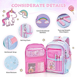 Girls Backpack, School Backpacks 16*11.5*7.5in for Girls, Cute Book Bag with Compartments for Teen Girl Kid Students Elementary Middle School, Kids' School Bag, Blue