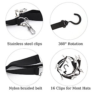 New extension Closet Hanging Hat Organizer Hanging Hat Keeper Closet Hook Cap Holder Hat Rope Rack with Clips (1 Pcs)