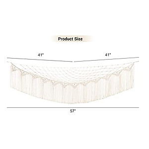 Mkono Macrame Stuffed Animal Hammock Boho Toy Storage Organizer with Lights Tassels and Stuffed Animal Toy Hammock Organizer with Colorful Tassels