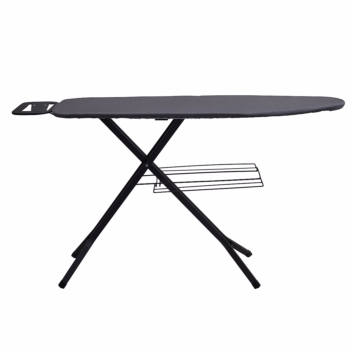 Household Essentials Deluxe Matte Black Ironing Board with Mesh Steel Top, 4 Durable Hex Legs, Heat-Resistant FiberTech Cover and (6 MM) Fiber Pad