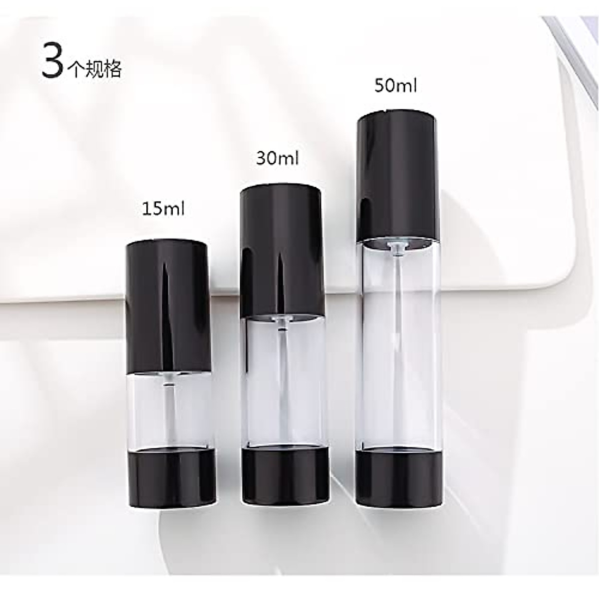 Ergonflow 3Pcs/lot 15ML 30ML 50ML Empty Black Airless Lotion Cream Pump Plastic Container Cosmetic Bottle Dispenser Travel Refillable Containers