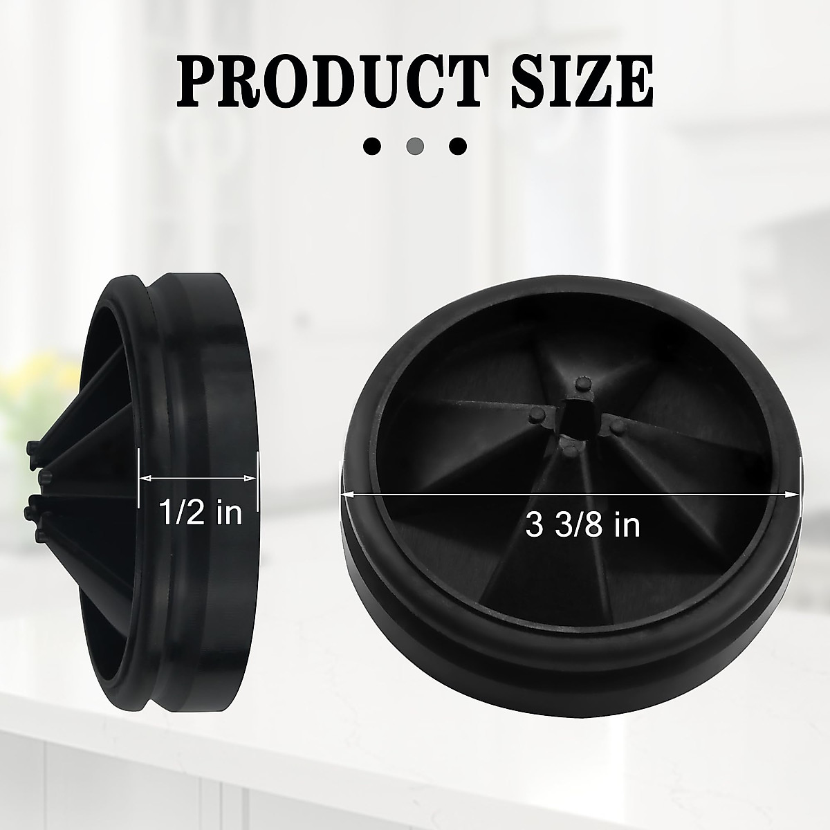 Garbage Disposal Splash Guards, 2-Pack Upgraded for InSinkErator Evolution Series QCB-AM Sink Baffle Drain Cover, Removable Quiet Collar Drain Plugs, Garbage Disposer Accessories 3 3/8" (Black 2 pcs)