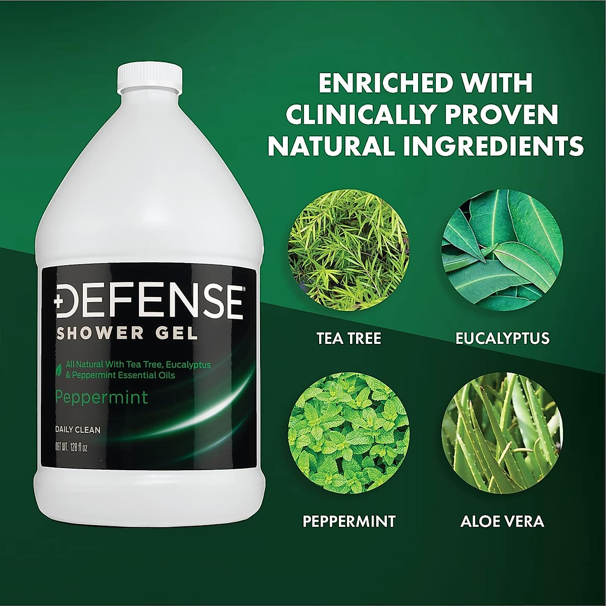 Defense Soap Peppermint Body Wash Shower Gel 1 Gallon (128 Fl Oz)