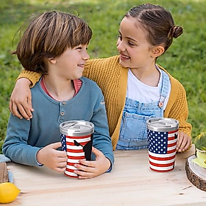 12oz Tumbler Lacrosse America Flag Stainless Steel Cup With Straw And Lid Spill Proof Bulk Double Wall Vacuum Reusable Water Tumblers For Cold Hot Drink