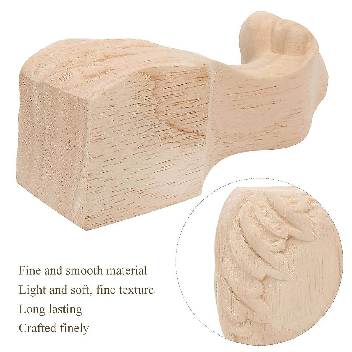 Hztyyier 4pcs Solid Wood Furniture Legs Wood Carved Sofa Couch Chair Ottoman Loveseat Table Cabinet Furniture Wood Legs Wood Unfinished Carved Feet(15x6cm)