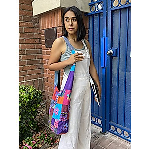 Happy Flowers Razor Cut Hippie Patchwork Sling Crossbody Boho Handbag Bohemian Purse