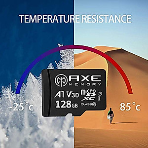 AXE MEMORY 128GB microSDXC Memory Card + SD Adapter with A1 App Performance, V30 UHS-I U3 4K