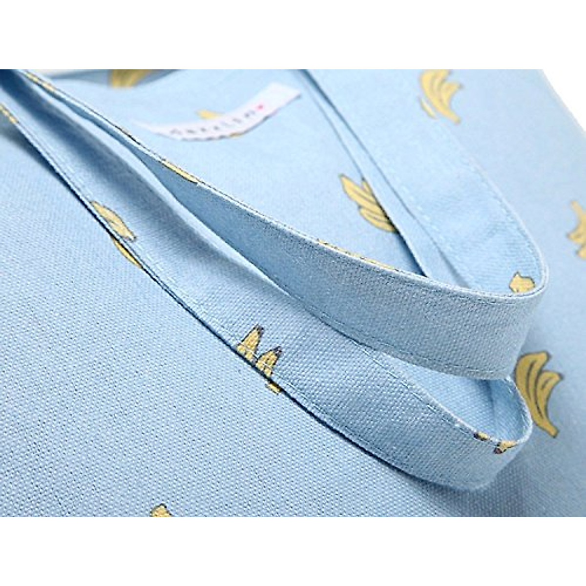 Caixia Women's Cotton Banana Print Blue Canvas Tote Shopping Bag, Tote-no Closure, Medium