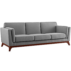 Modway Chance Mid-Century Modern Upholstered Fabric Sofa In Light Gray