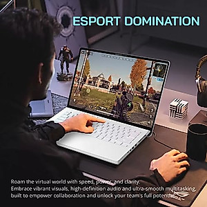 ASUS 2022 ROG Zephyrus 14" WQXGA 120Hz Gaming Laptop, AMD Ryzen-9 6900HS, 16GB DDR5 RAM, 1TB PCIe SSD, RGB Backlit Keyboard, AMD Radeon RX 6700S, Win 11, White, 32GB SnowBell USB Card