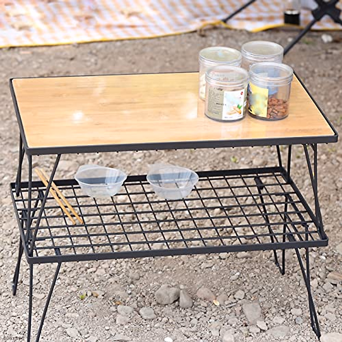 SUNESA Portable Picnic Table Outdoor Camping Folding Net Table Camping Self-Driving Tour Picnic Barbecue Grid Tea Table Rack Foldable Camping Table