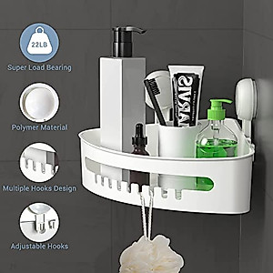 Budget & Good Reusable Shower Hook (4-Pack) Vacuum Suction Cup Hook - Razor Holder & Corner Shower Caddy Suction Cup Holds up to 22LB Bundle