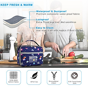 Lunch Bag Kids - Reusable Insulated Lunch Box for Boys & Girls with Adjustable Dividers & Strap, Safe Reflective Stripes, Name Tag Holder, Lunch Bag for School & Picnic Dinosaur Bento Bags