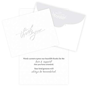 Funeral Sympathy Thank You Cards - 18 Cards and Tuck Flap Envelopes Included For Expressing Gratitude and Appreciation to Friends, Family, Loved Ones